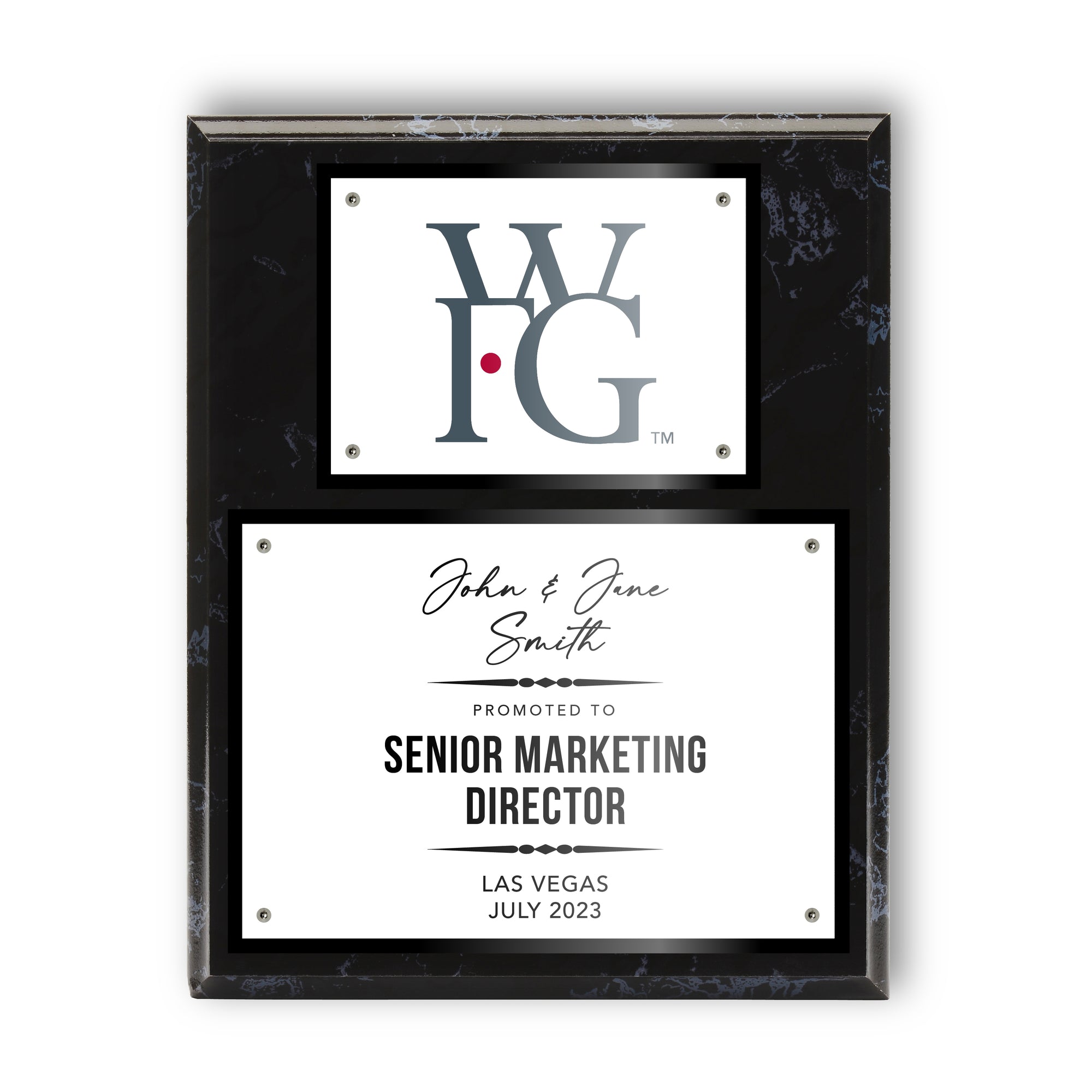 Modern Color Sublimated Plaque on Black Marble Board – WFG Store