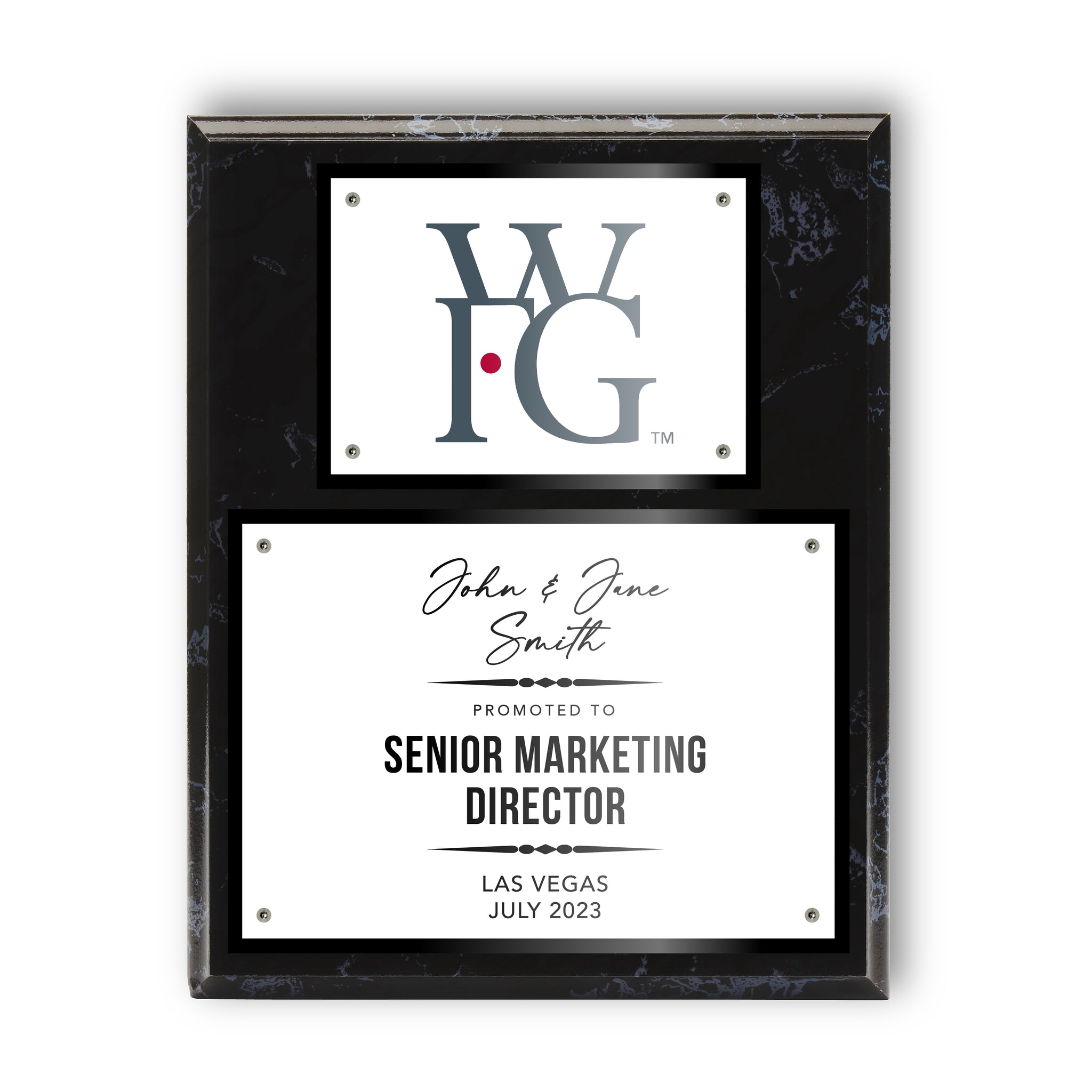 Modern Color Sublimated Plaque on Black Marble Board – WFG Store