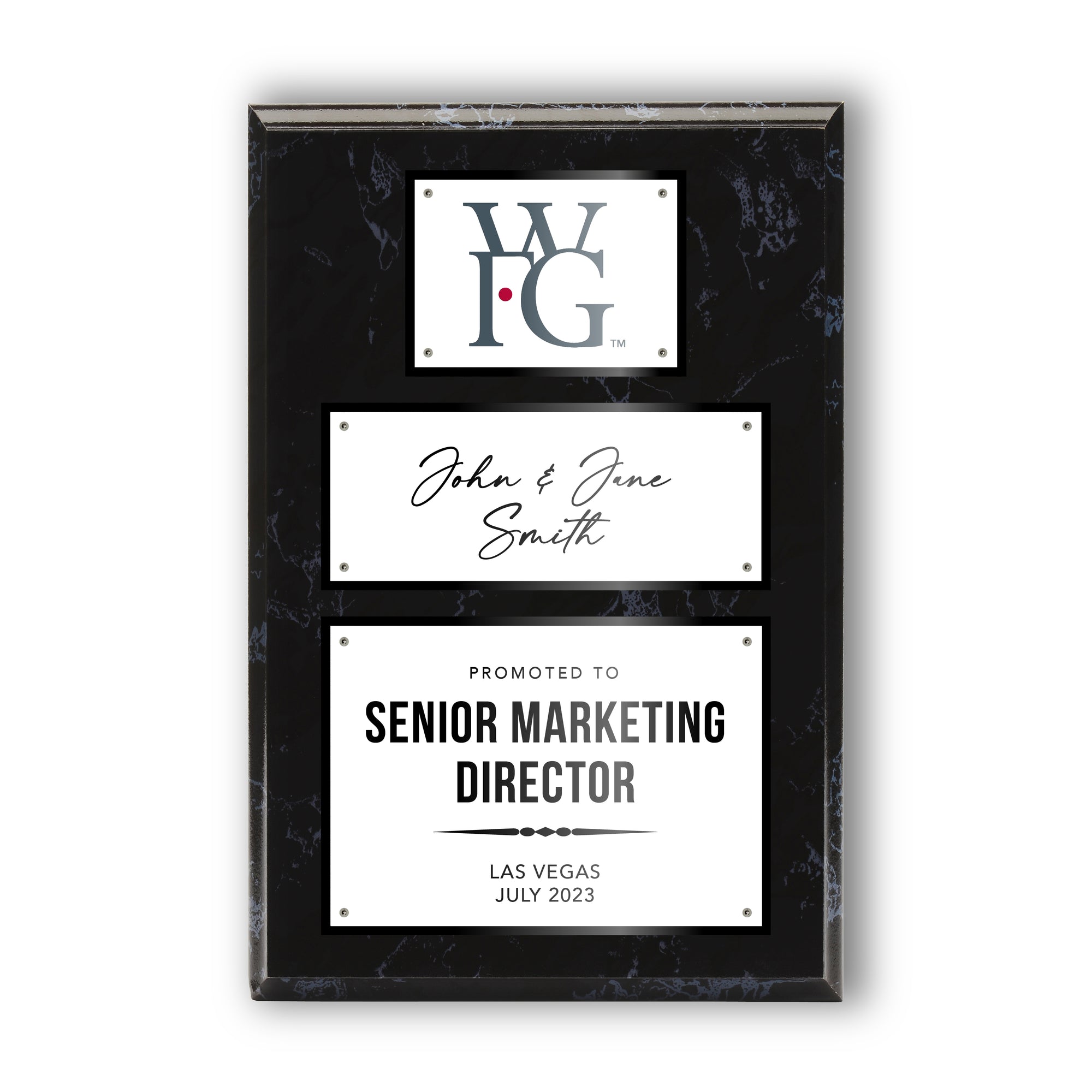 Modern Color Sublimated Plaque on Black Marble Board – WFG Store