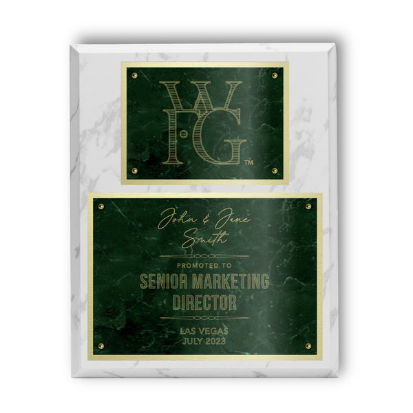 Modern Diamond Engraved Marble Plaque on White Marble Board – WFG Store