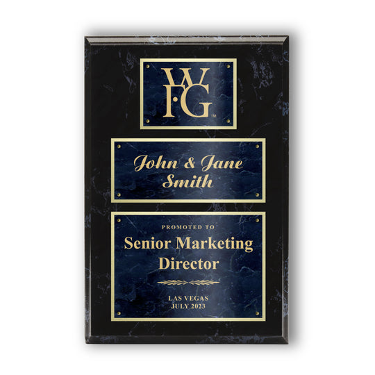 Classic Laser Engraved Marble Plaque on Black Marble Board – WFG Store