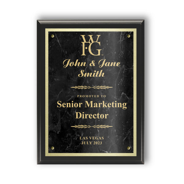 Classic Laser Engraved Marble Plaque on Black Matte Board – WFG Store