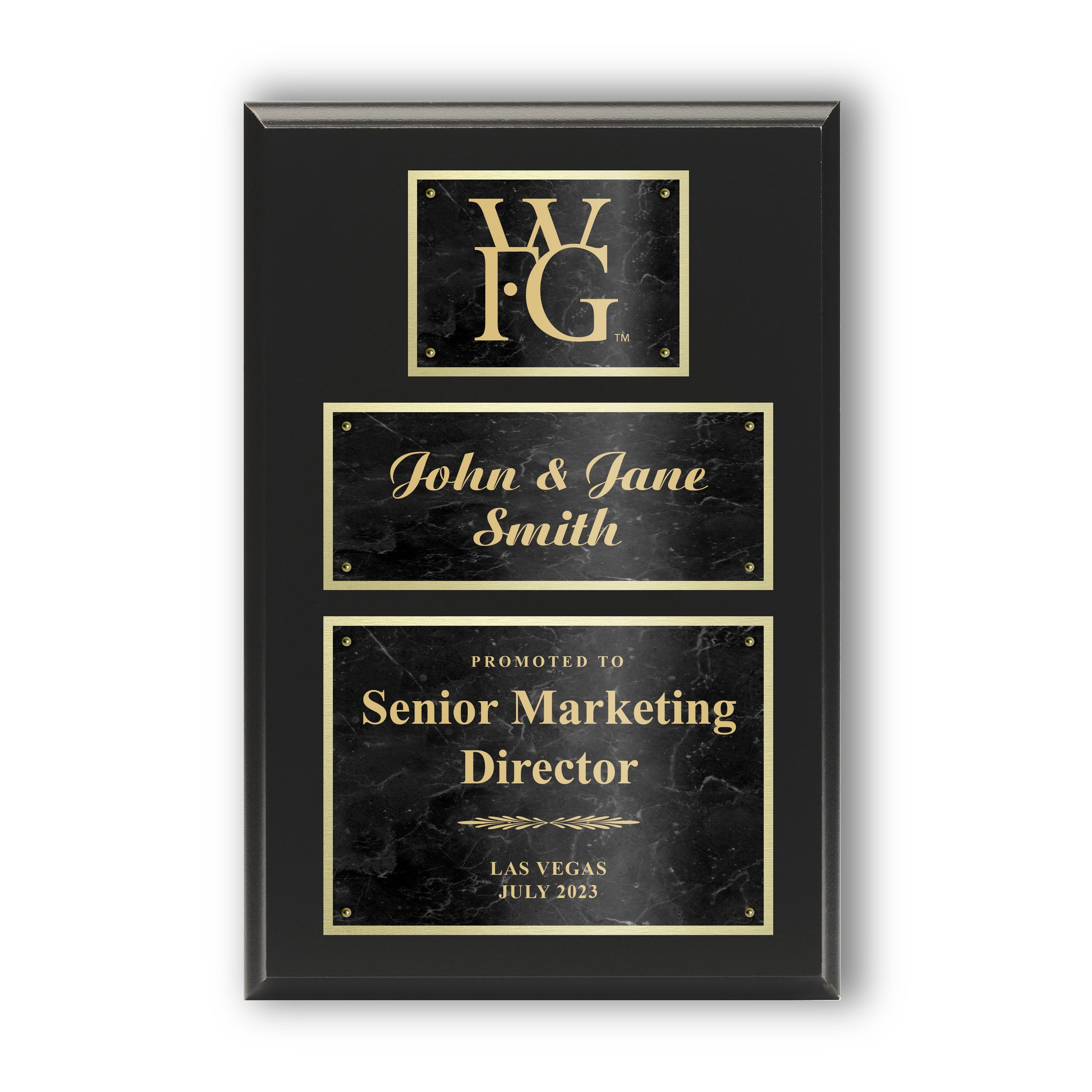 Classic Laser Engraved Marble Plaque on Black Matte Board – WFG Store