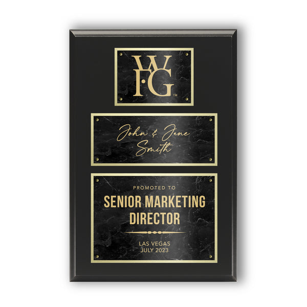 Modern Laser Engraved Marble Plaque on Black Matte Board – WFG Store