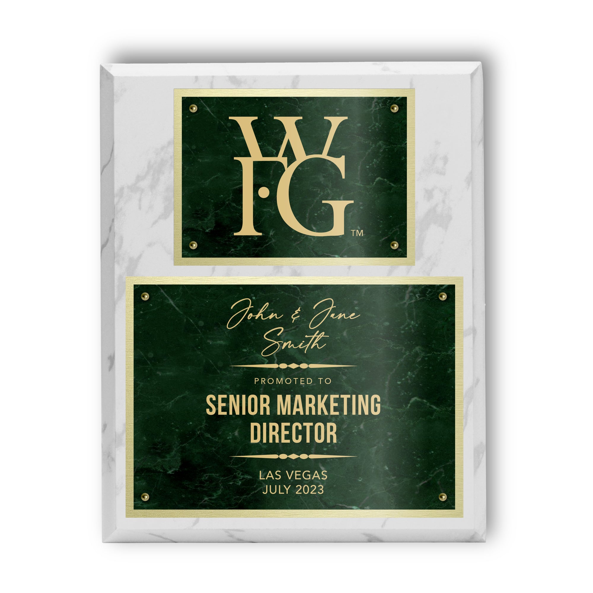 Modern Laser Engraved Marble Plaque on White Marble Board – WFG Store