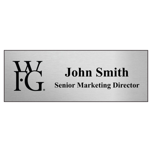 Classic Silver Name Badge with Black Logo – WFG Store