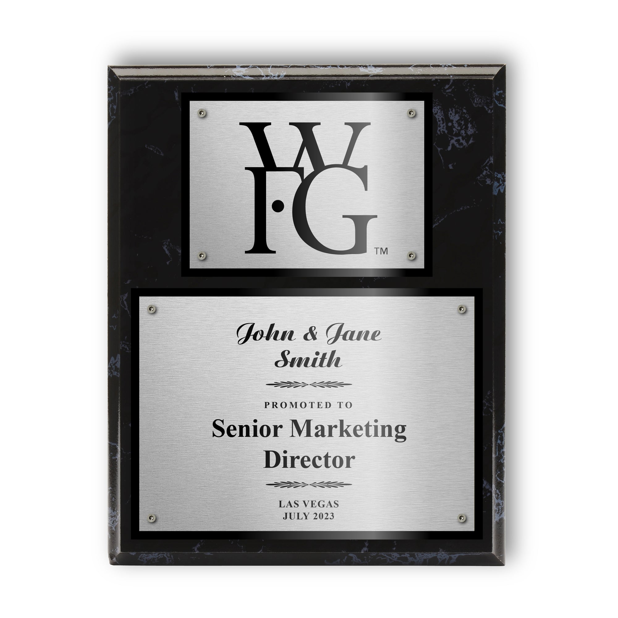 Classic Sublimated Plaque on Black Marble Board – WFG Store