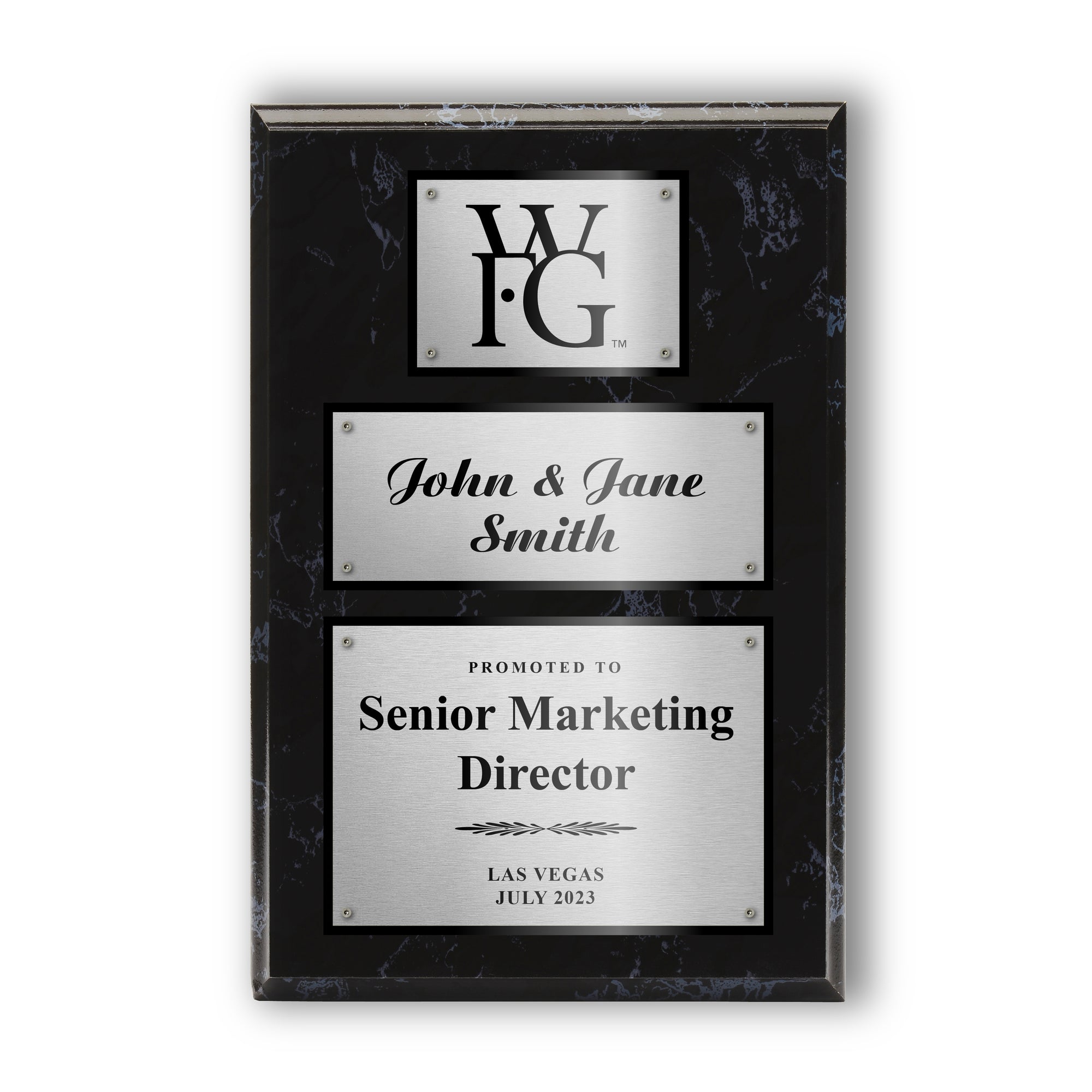 Classic Sublimated Plaque on Black Marble Board – WFG Store