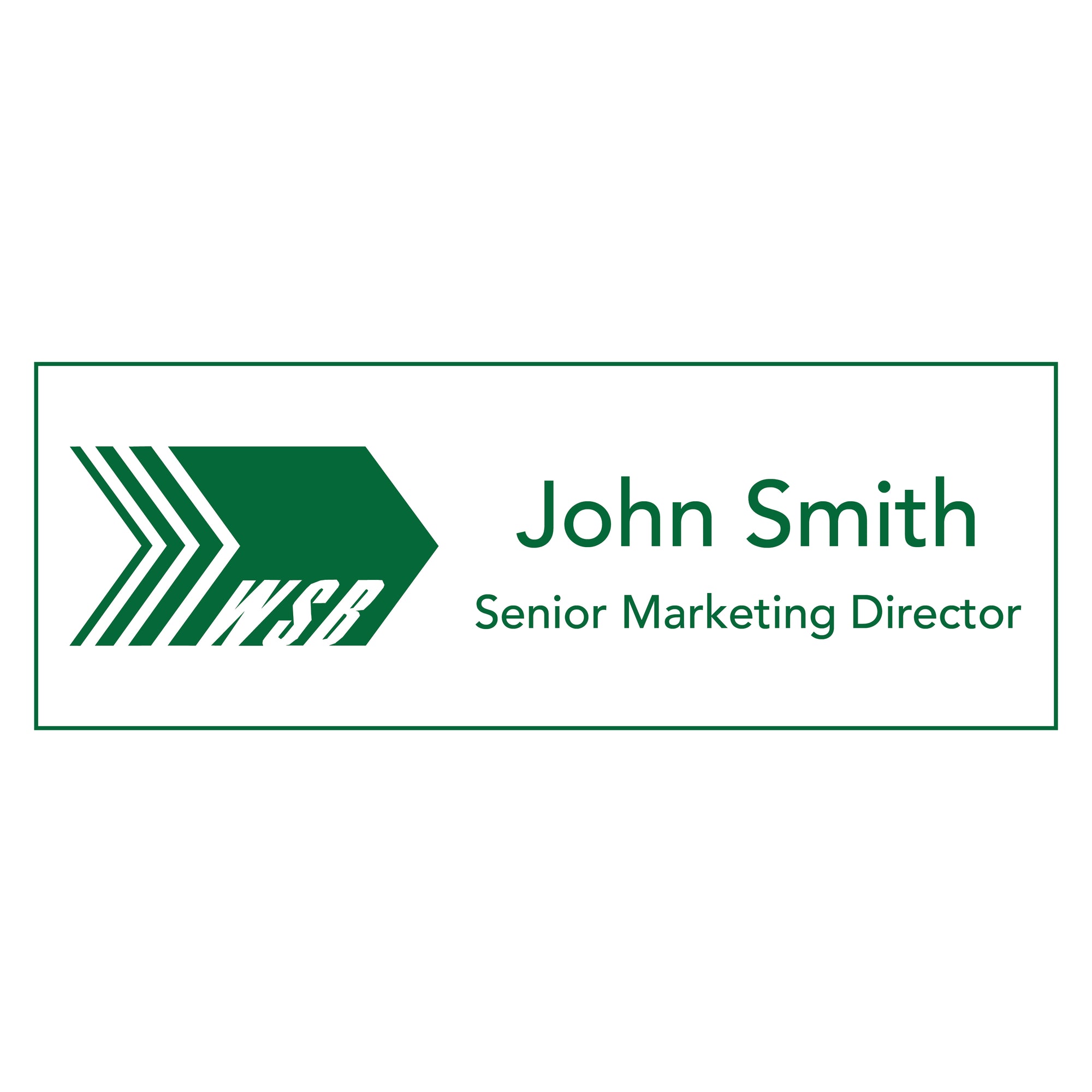 Modern WSB White Name Badge with Green Logo – WFG Store